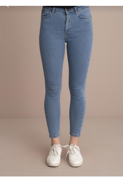 Mavimoure Kadın Dar Paça Yüksek Bel Kot Pantolon