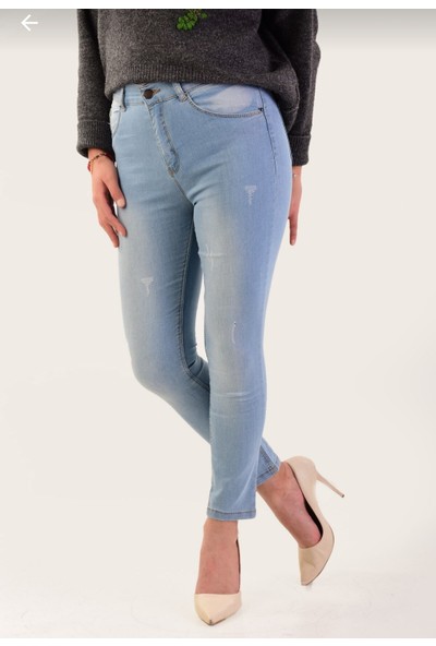 Mavimoure Kadın Dar Paça Yüksek Bel Kot Pantolon