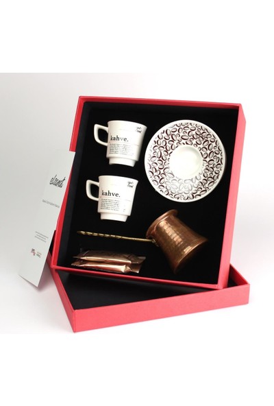 Elsanat Kahve Çekirdeği Cezveli Kahve Ikram Seti Kurumsal Hediye