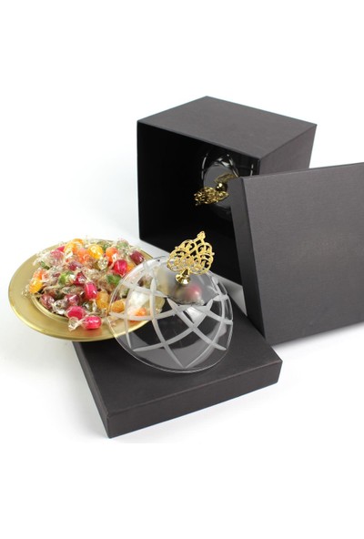 Elsanat Elmas Cam Kapaklı Pirinç Lokumluk Kurumsal Hediye