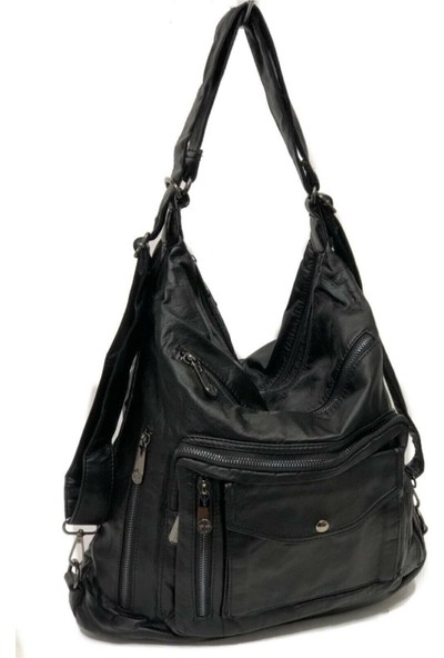 Eliza Sırt ve Kol Çantası Yıkanmış Suni Deri