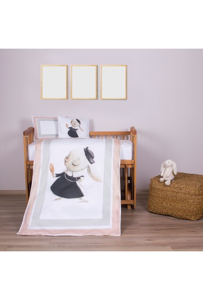 ARBA BABY Organik Baskılı Pamuk Saten Bebek Nevresim Takımı - Pembe Tavşan Temalı ARBA BABY Organik Baskılı Pamuk Saten Bebek Nevresim Takımı - Pembe Tavşan Temalı
