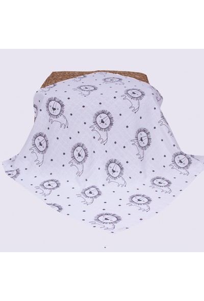 ARBA BABY Organik Çift Kat Kareli Müslin - Aslan Temalı ARBA BABY Organik Çift Kat Kareli Müslin - Aslan Temalı