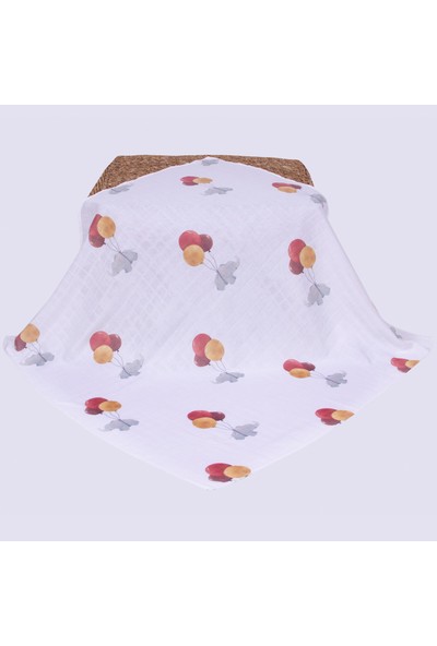 ARBA BABY Organik Çift Kat Kareli Müslin - Fil ve Balon Temalı ARBA BABY Organik Çift Kat Kareli Müslin - Fil ve Balon Temalı