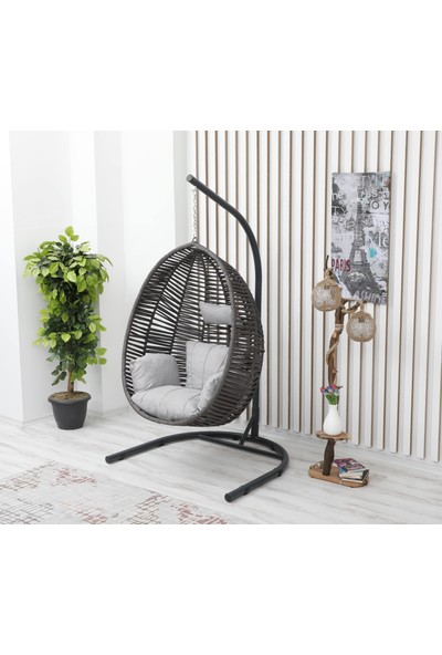 ADKPİETRO ADK5008 Makrome Örgülü Fındık Salıncak Gri