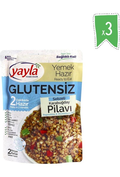 Yayla Gulutensiz Sebzeli Karabuğday Pilavı 250 gr x 3'lü Paket