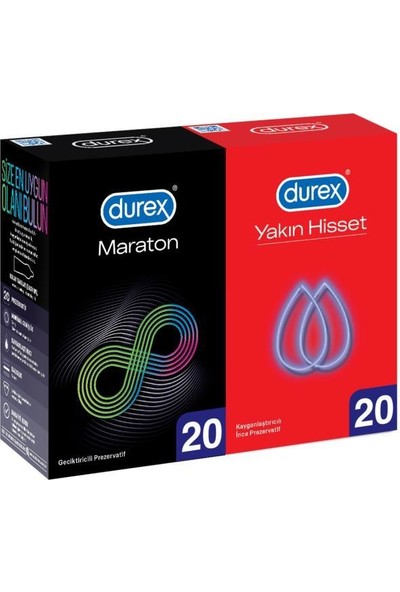Durex Maraton 20lı + Yakın Hisset 20lı Prezervatif Durex Maraton 20lı + Yakın Hisset 20lı Prezervatif