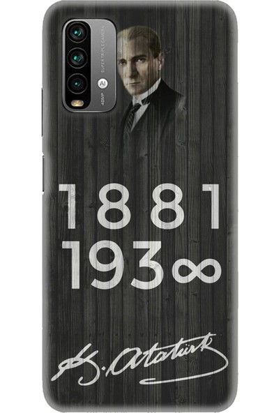 DNZ Bilişim Xiaomi Redmi 9t Kılıf Hd Baskılı Kılıf - Atatürk Ahşap Imza