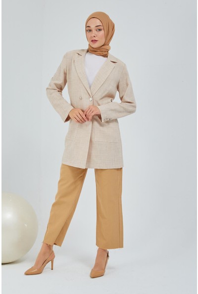 Meqlife Düğme Detaylı Ceket - Bej