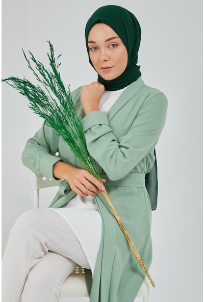 Meqlife Bilekleri Kat Detaylı Kimono - Yeşil