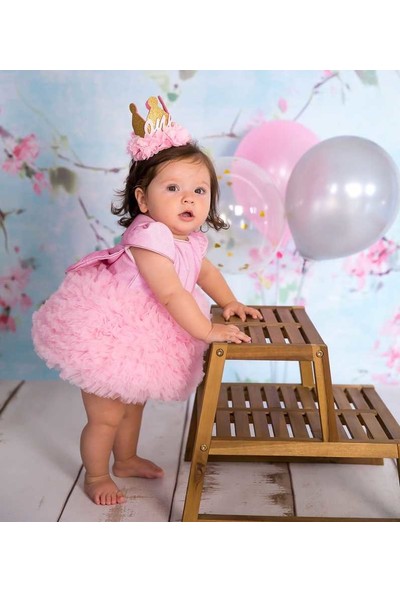 Le Mabelle Pembe Tütülü Bebek Prenses Elbise- Lina