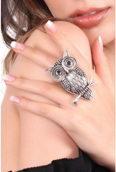Labalaba Kadın Antik Gümüş Kaplama Ayarlanabilir Baykuş Yüzük Labalaba Kadın Antik Gümüş Kaplama Ayarlanabilir Baykuş Yüzük