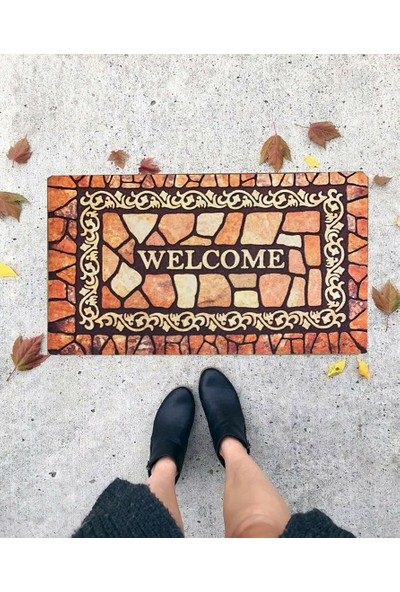 Birce Home Dekoratif Welcome Yıkanabilir Kapı Önü Paspası 45 x 70 cm.