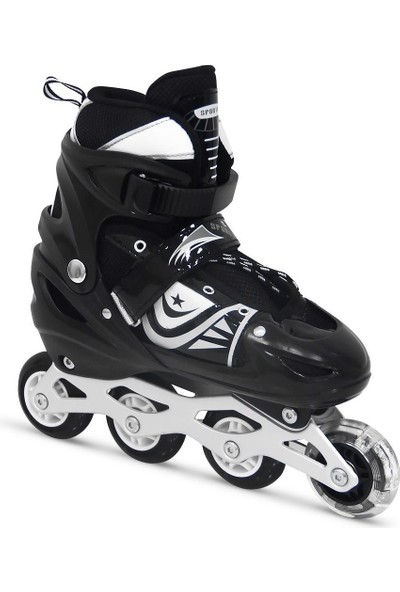 Işıklı Metal Gövdeli Büyük Boy Paten 38-41 - Siyah Işıklı Metal Gövdeli Büyük Boy Paten 38-41 - Siyah