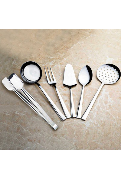 Nehir Deniz Sade 6 Parça Çelik Maşa Servis Takımı