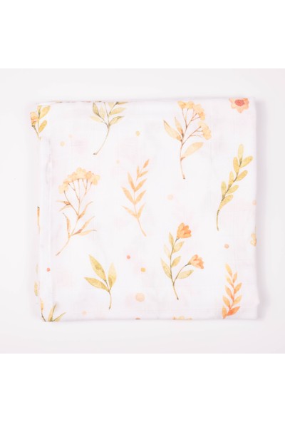 Organik Müslin Örtü Fleur Jaune 100X100CM