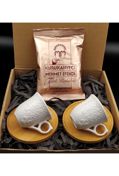 VegaGiftShop Papatya Desenli Bambulu Porselen Fincan Takımı & Mehmet Efendi Türk Kahvesi Seti VegaGiftShop Papatya Desenli Bambulu Porselen Fincan Takımı & Mehmet Efendi Türk Kahvesi Seti