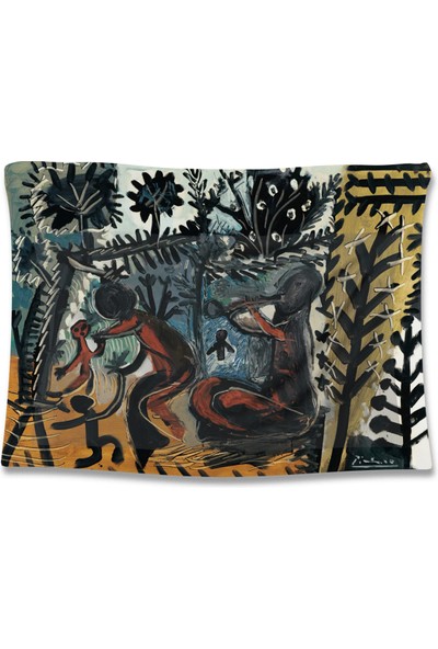 Hobimania Duvar Örtüsü Tapestry Pablo Picasso Aile 150 x 100 cm Duvar Dekorasyon Moda