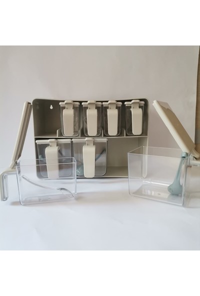 Herevin Sekizli Standlı Baharatlık Seti Krem