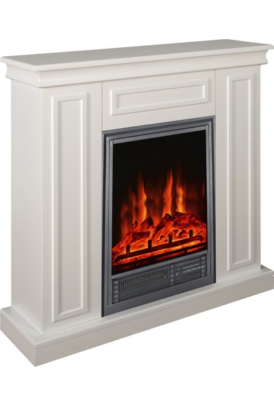 Dekoratif Elektrikli Şömine Beyaz Kasalı 90 cm
