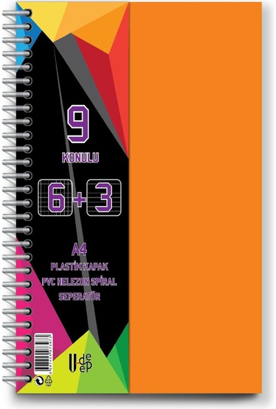 U-Deep A4 Büyük Boy 9 Konulu Ayraçlı Spiralli Plastik Kapaklı Defter 6 Kareli + 3 Çizgili U-Deep A4 Büyük Boy 9 Konulu Ayraçlı Spiralli Plastik Kapaklı Defter 6 Kareli + 3 Çizgili