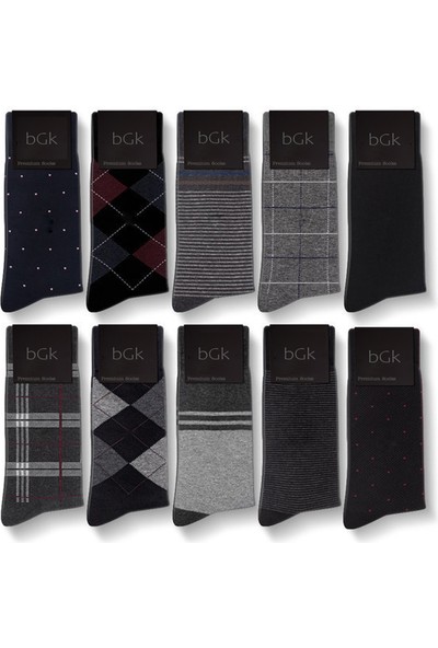 Bgk 10 Çift Erkek Çok Renkli Pamuklu Çorap