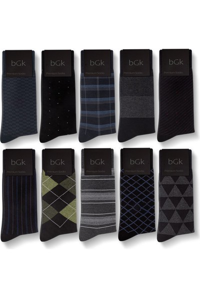 Bgk 10 Çift Erkek Çok Renkli Pamuklu Çorap