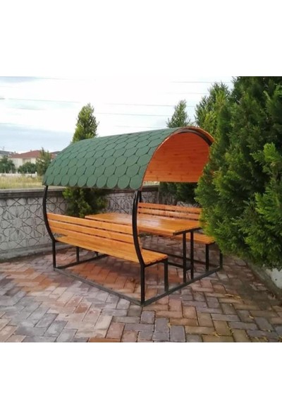 Puhu Ahşap Aksesuar Bahçe Masası Ahşap Kamelya/çardak Piknik Masası (8 Kişilik)