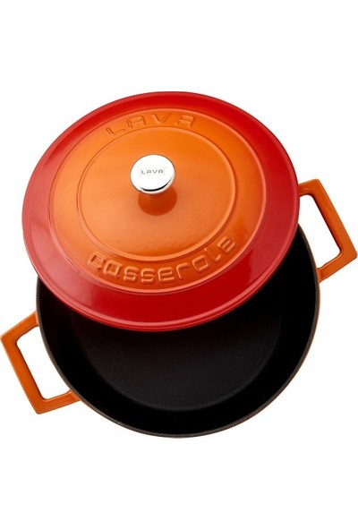 Lava Döküm Folk Tencere 22 cm Turuncu Lava Döküm Folk Tencere 22 cm Turuncu