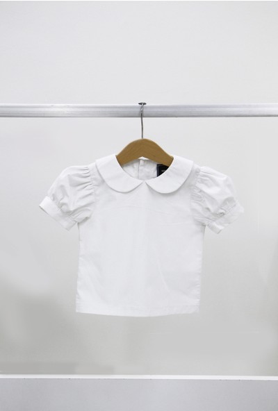 Sumeyye's Kız Çocuk Bluz Bebe Yaka Kısa Balon Kol Bluz - 595