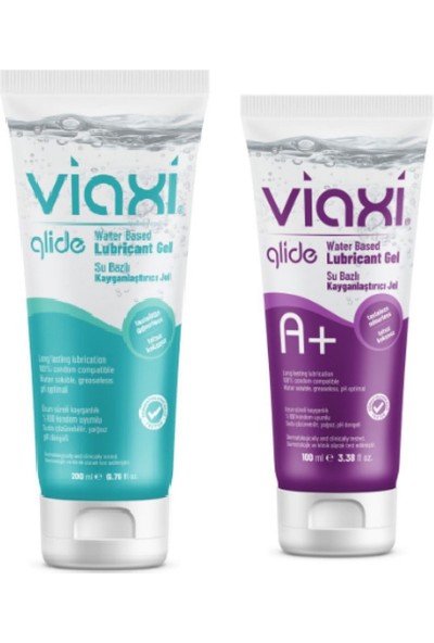 Viaxi Glide Kayganlaştırıcı Jel Sade 200 ml + Ekstra Kayganlaştırıcı Jel 100 ml Anal Jel