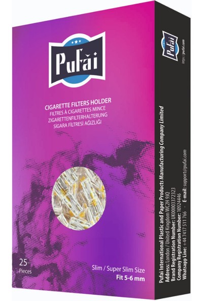 Pufai Süper Slim Sigara Filtresi Tar Süzen Ağızlık 5mm 6mm Uyumlu 25 Adet 1 Kutu Mor Pufai Süper Slim Sigara Filtresi Tar Süzen Ağızlık 5mm 6mm Uyumlu 25 Adet 1 Kutu Mor