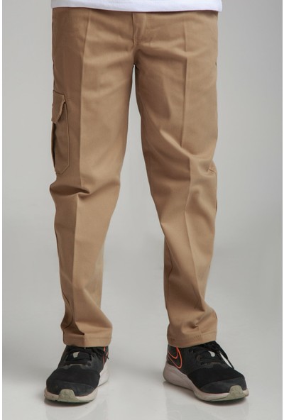 Nacar Çarşı Beli Lastikli Bej Canvas Kargo Pantolon
