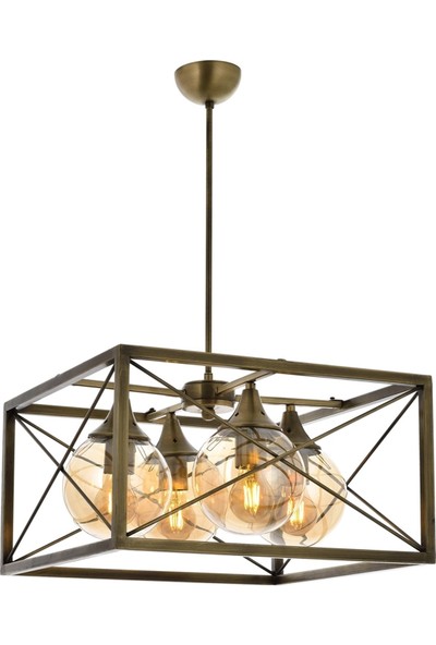 Avonnı AV-60127-4E Eskitme Kaplama Modern Avize, E27, Metal, Cam, 45X45CM Avonnı AV-60127-4E Eskitme Kaplama Modern Avize, E27, Metal, Cam, 45X45CM