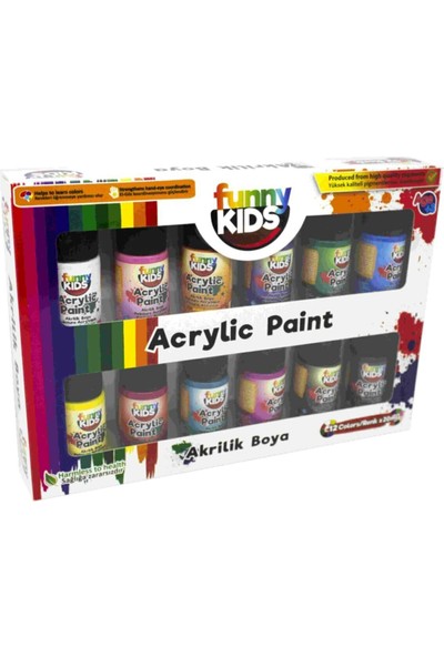 Funny Kids Akrilik Boya 20 ml x 12 Renk Tüp Set Funny Kids Akrilik Boya 20 ml x 12 Renk Tüp Set