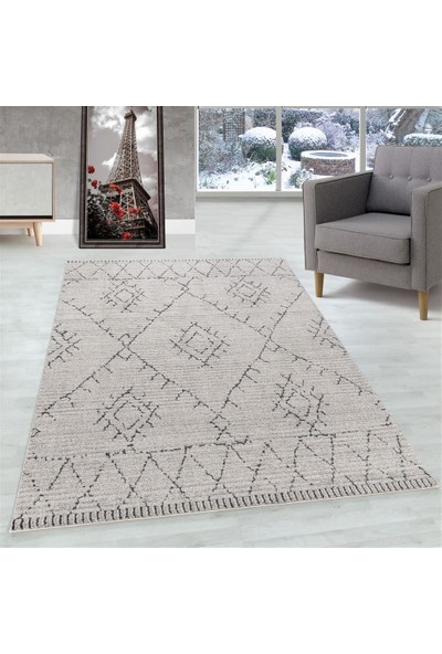 Oves Home Modern Yumuşak Salon Halısı Berber Stil Kilim Desenli Halı Kahve Bej Oves Home Modern Yumuşak Salon Halısı Berber Stil Kilim Desenli Halı Kahve Bej