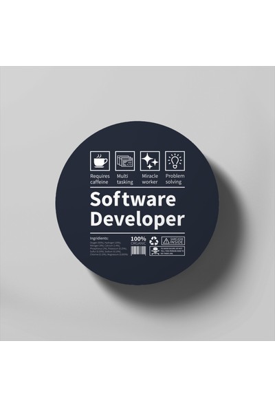 Fizello Software Developer Label Bardak Altlığı