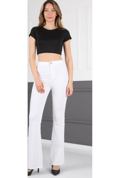 Nacar Çarşı Kadın Yüksel Bel Ispanyol Paça Pantolon