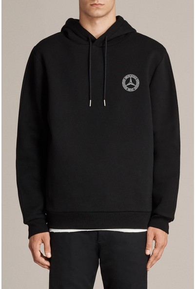 Qivi Mercedes Göğüs Logo Baskılı Siyah Erkek Örme Kapşonlu Sweatshirt Uzun Kol Qivi Mercedes Göğüs Logo Baskılı Siyah Erkek Örme Kapşonlu Sweatshirt Uzun Kol