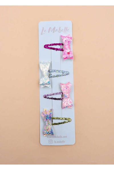 Le Mabelle Simli Fiyonk 4'lü Çıtçıt Toka Set