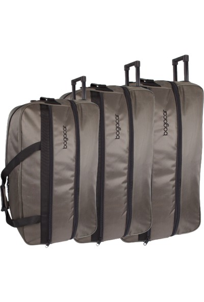 Bagacar Tekerlekli Körüklü 3lü Set Seyahat Valizi Gri