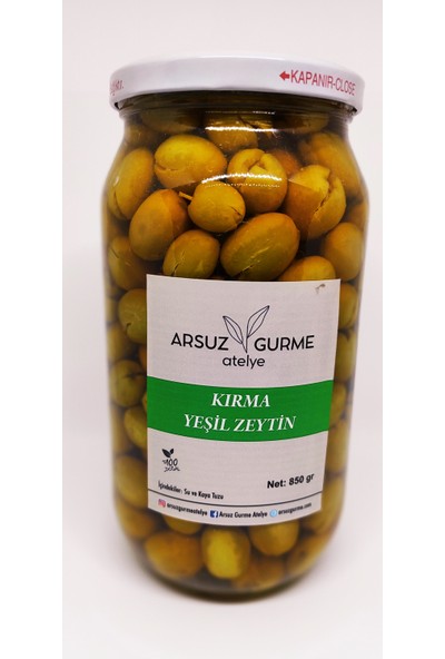 Arsuz Gurme Atelye Kırma Yeşil Zeytin 850 gr Arsuz Gurme Atelye Kırma Yeşil Zeytin 850 gr