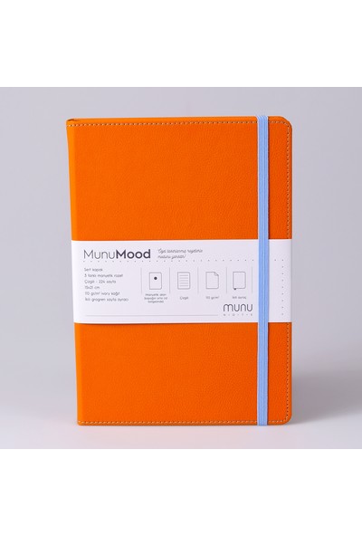 Munu Note A5 Munumood Rock Çizgili Ivory Kağıt Sert Kapak Defter Turuncu