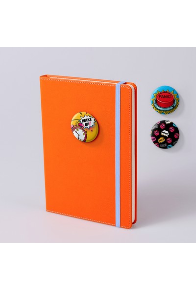 Munu Note A5 Munumood Popart Çizgili Ivory Kağıt Sert Kapak Defter Turuncu
