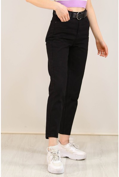 Velizade Contalı Mom Jeans Siyah - 2411.392.