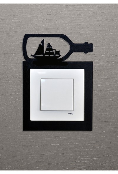 KonforA Şişede Gemi Kara Inci Dekoratif Anahtar Priz Çerçevesi