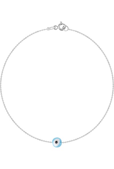 Coşar Silver Gümüş Rengi Kaplama Nazar Göz Desenli Gümüş Bileklik