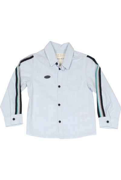 Nanica Kol Şeritli Uzun Kol Gömlek Mavı