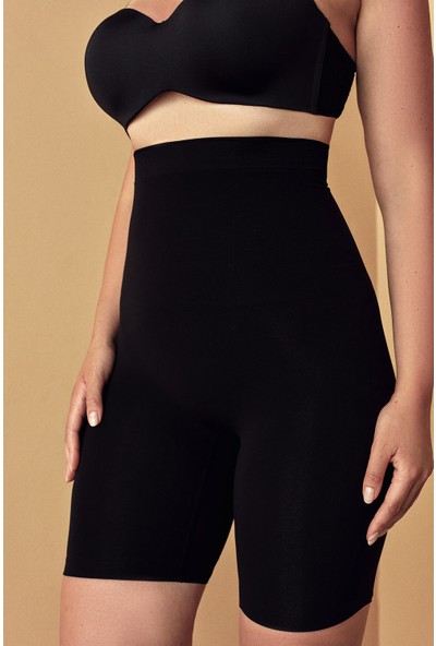 Penti Siyah Premium Seamless Yüksel Bel Şort Korse