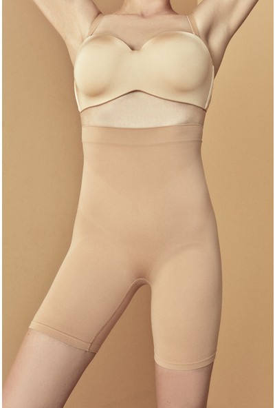 Penti Bej Premium Seamless Push Up Şort Korse